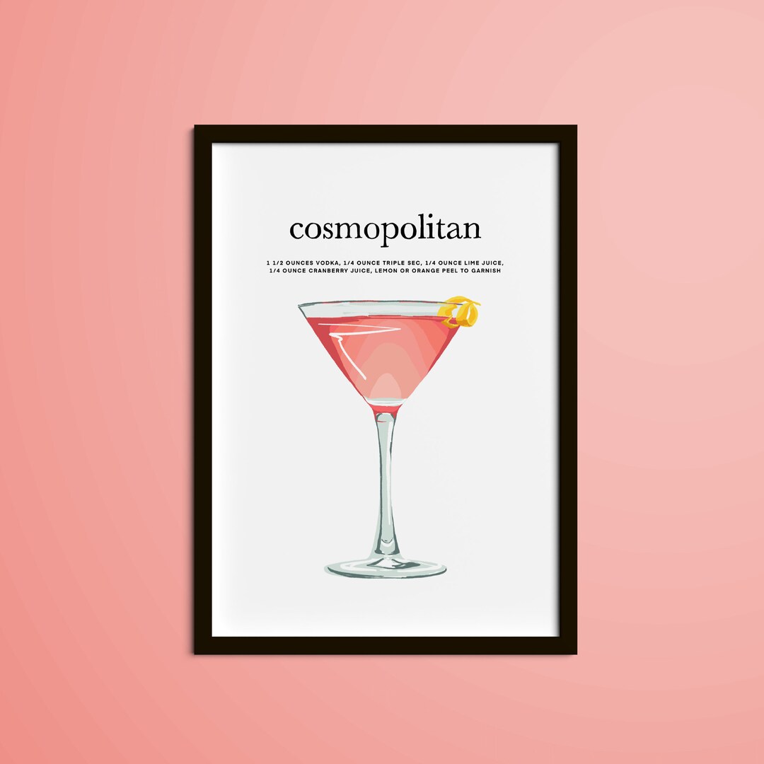 Cosmopolitan Art Print, Cosmopolitan, Cosmo, Bar Art, Cocktail Art ...