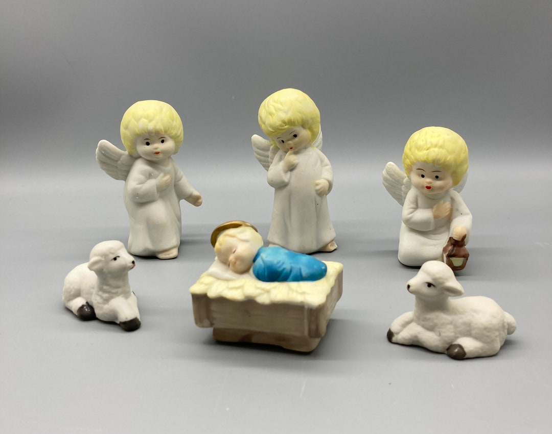 Nativity, Angel Nativity. 6 Piece Porcelain 1970s. Christmas Around the ...