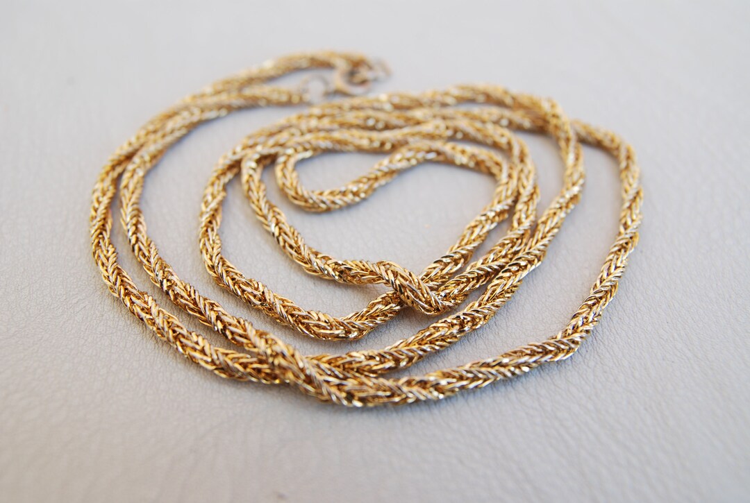 Vintage 70s Gold Plated Rope Twist Chain Necklace (32.28 Inches) - Etsy