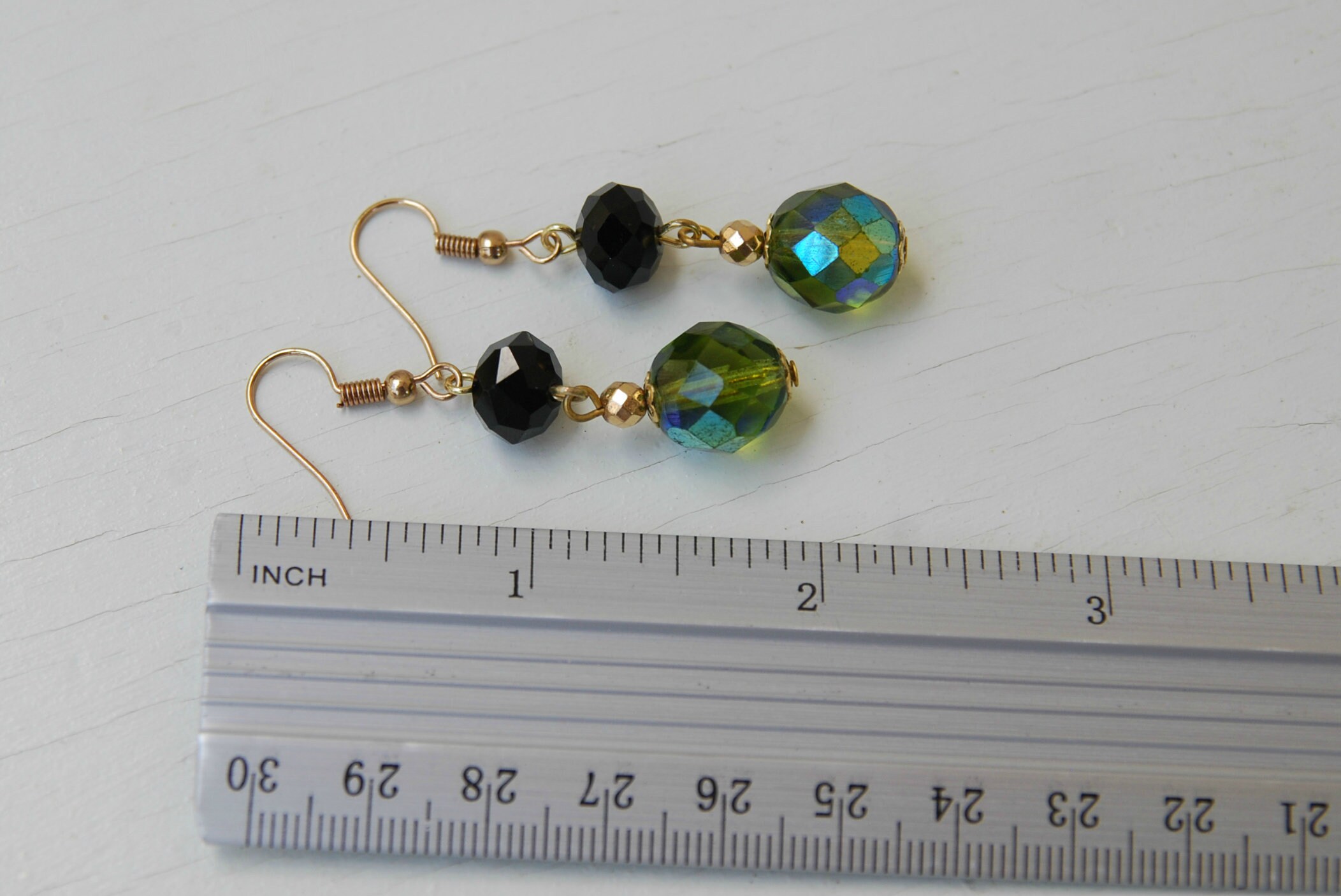 Vintage Peridot Green Crystal Ball Earrings With Aurora - Etsy