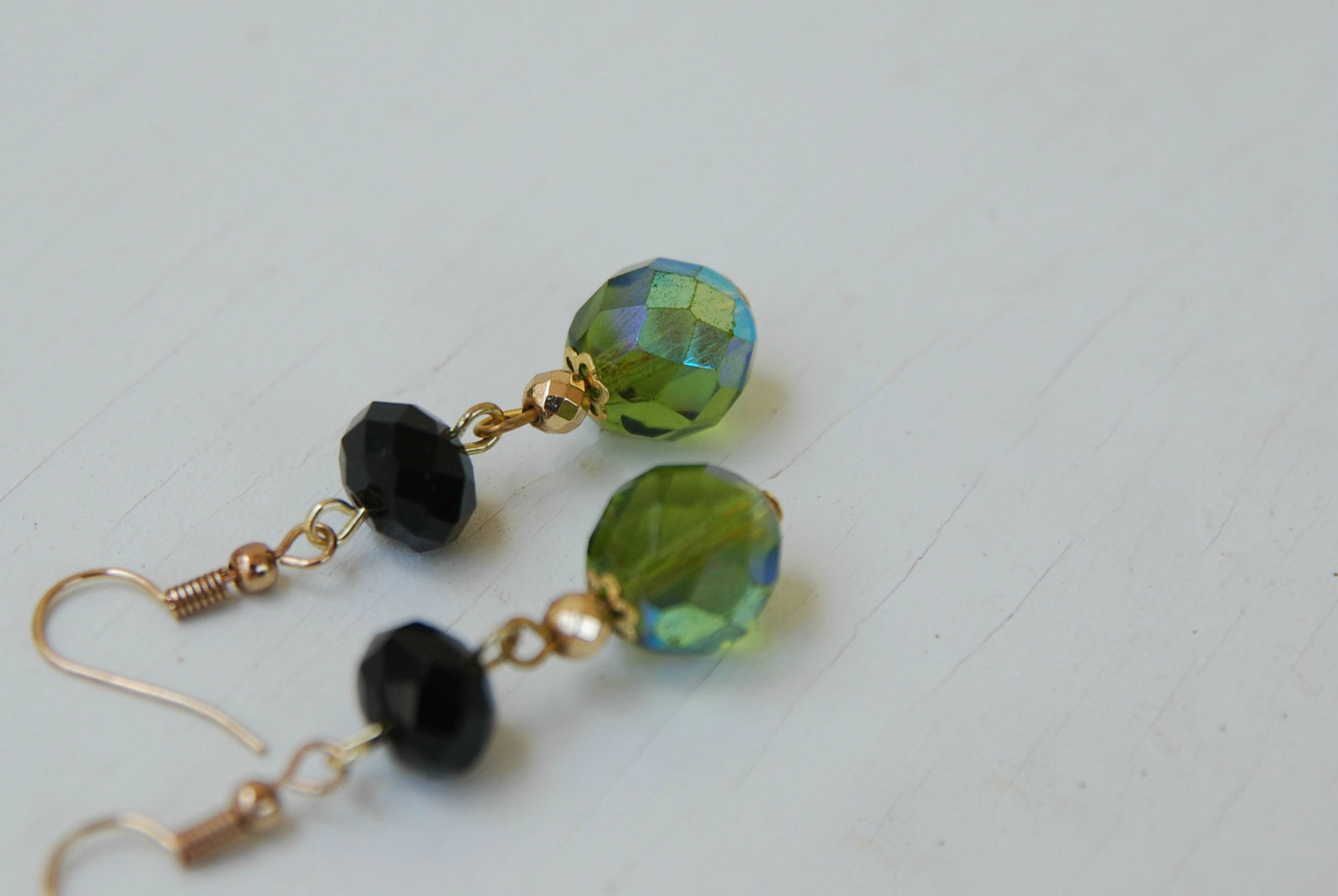 Vintage Peridot Green Crystal Ball Earrings With Aurora - Etsy