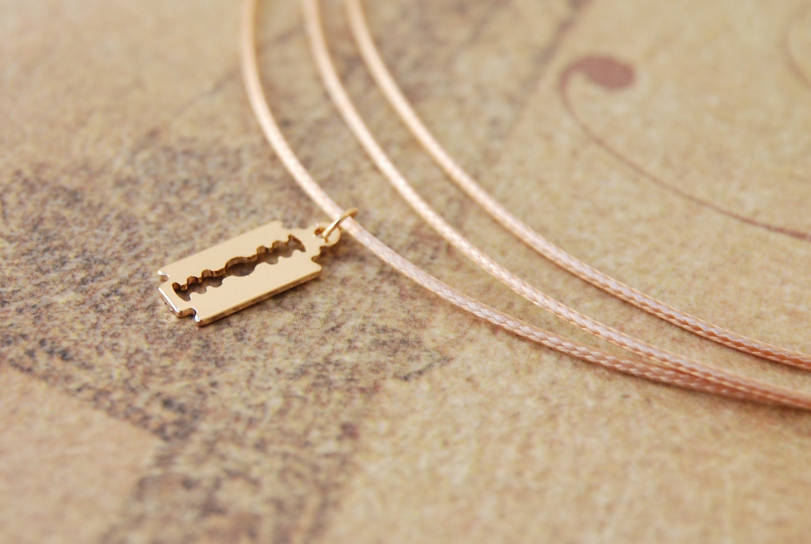 Gold Razor Charm Choker Layered Cord Necklace With Tiny Razor - Etsy