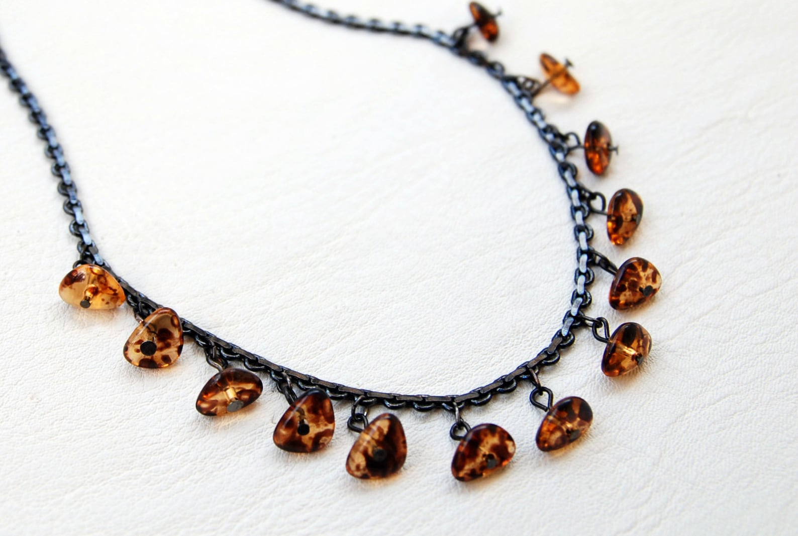 Tortoiseshell Bead Necklace Tortoise Jewelry, Black Chain Short ...