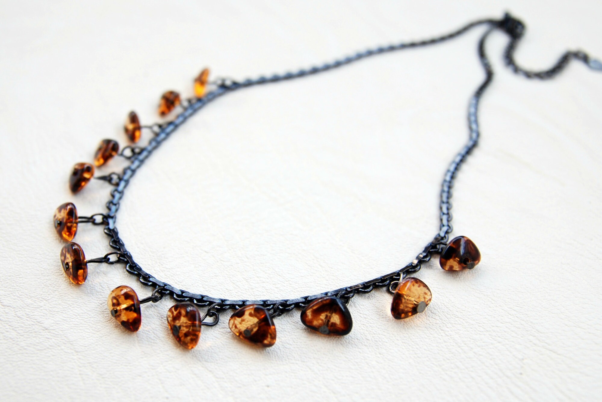 Tortoiseshell Bead Necklace Tortoise Jewelry, Black Chain Short ...