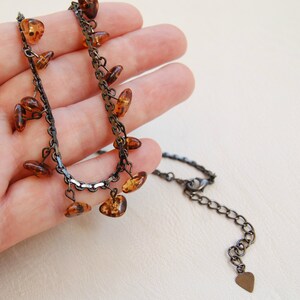 Tortoiseshell Bead Necklace Tortoise Jewelry, Black Chain Short ...