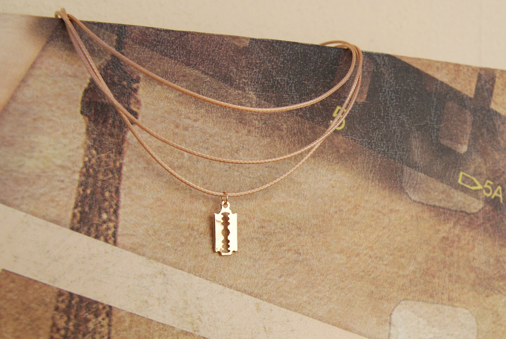 Gold Razor Charm Choker Layered Cord Necklace With Tiny Razor - Etsy