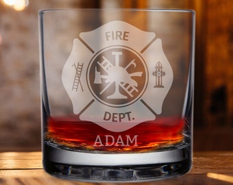 Fireman Rocks Glass Firefighter Whiskey Glass Maltese Cross - Etsy