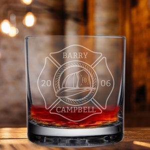 Firefighter Engraved Whisky Glass Fireman Rocks Glass, Firefighter ...