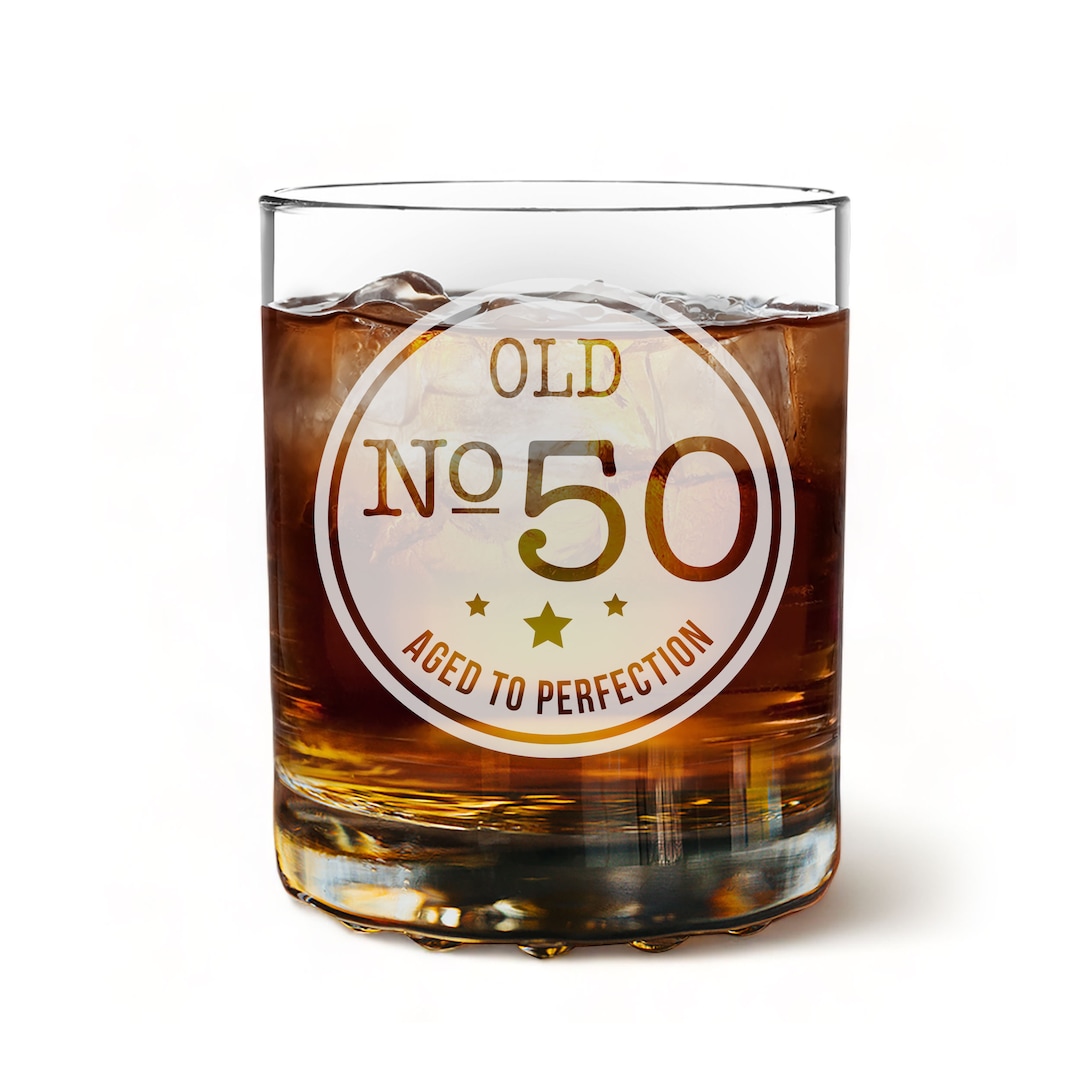 50 Year Aged Perfection Birthday Whiskey Glass 50th Birthday Gift Rocks ...