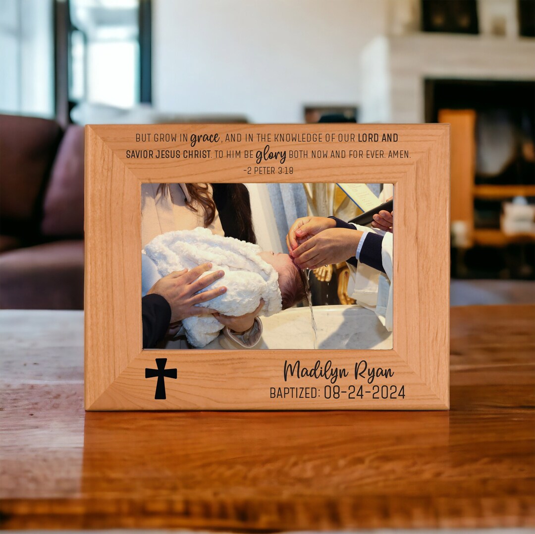 Personalized Baptism Picture Frame, Engraved Baby Baptism Gift for ...