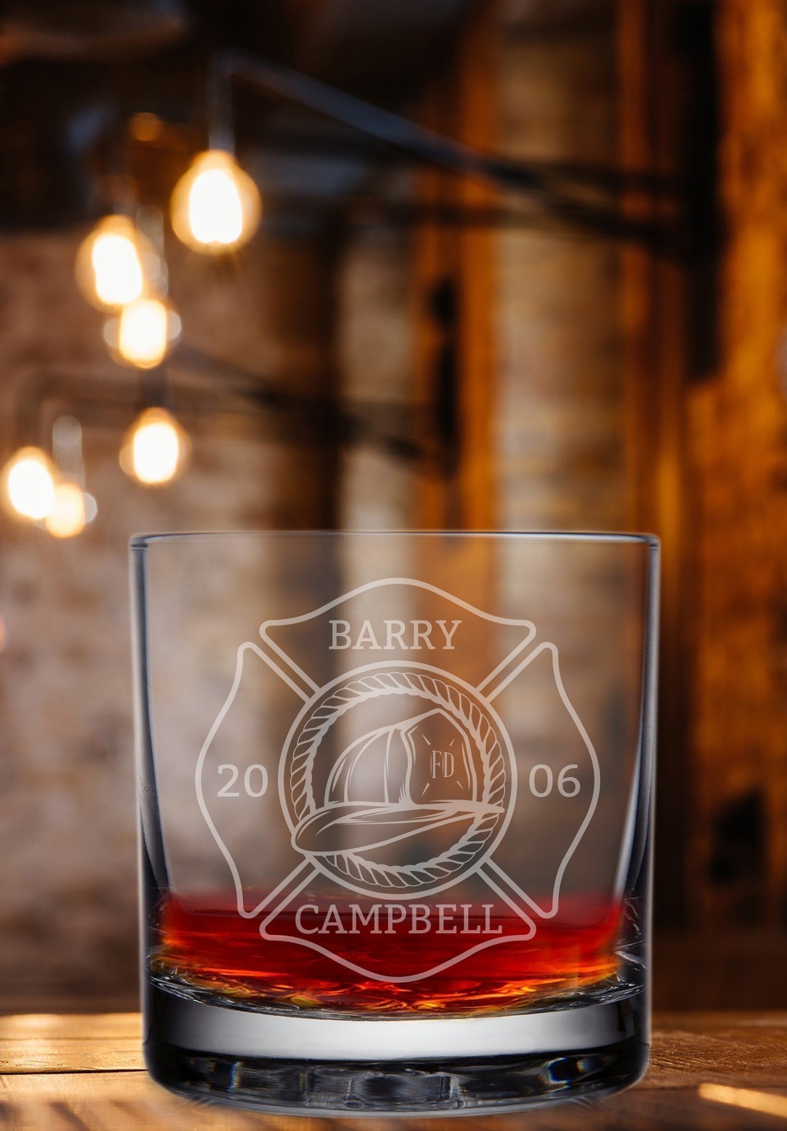 Firefighter Engraved Whisky Glass Fireman Rocks Glass - Etsy