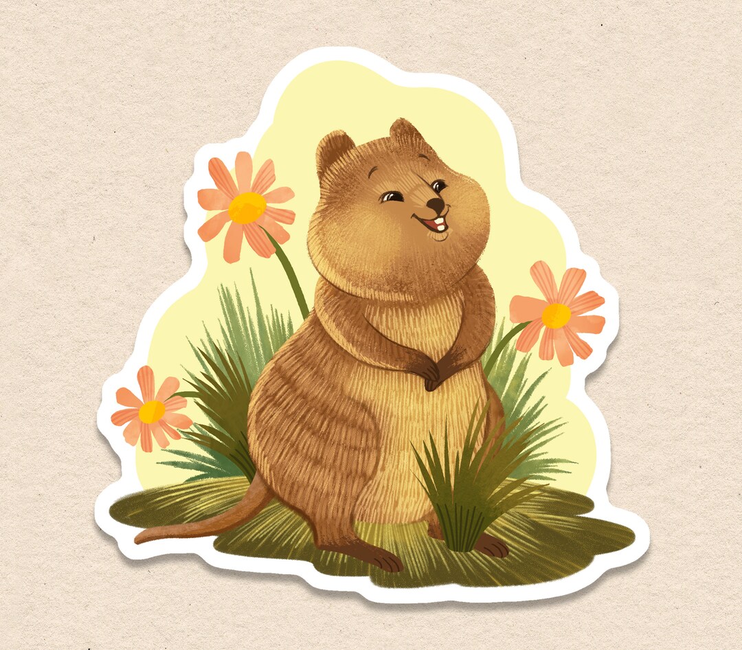 Quokka Vinyl Die Cut Glossy Sticker Cute Australian Animal Water ...