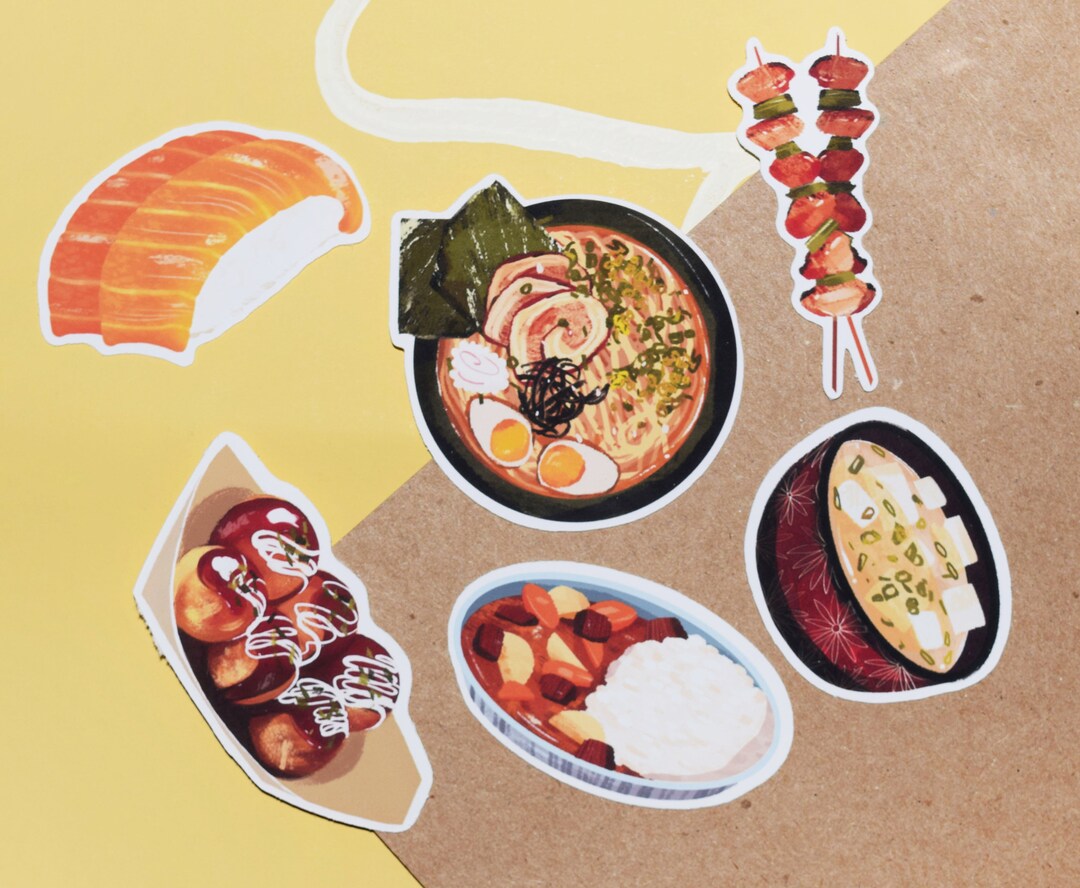 Japanese Food Vinyl Sticker Pack - Cute Kawaii Food Sticker Pack - Die ...
