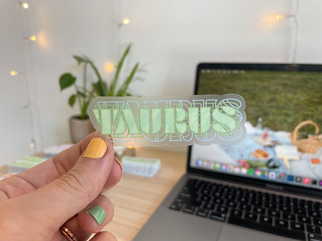 Taurus Vinyl Sticker, Zodiac Sign Sticker, Waterproof, Laptop Sticker ...