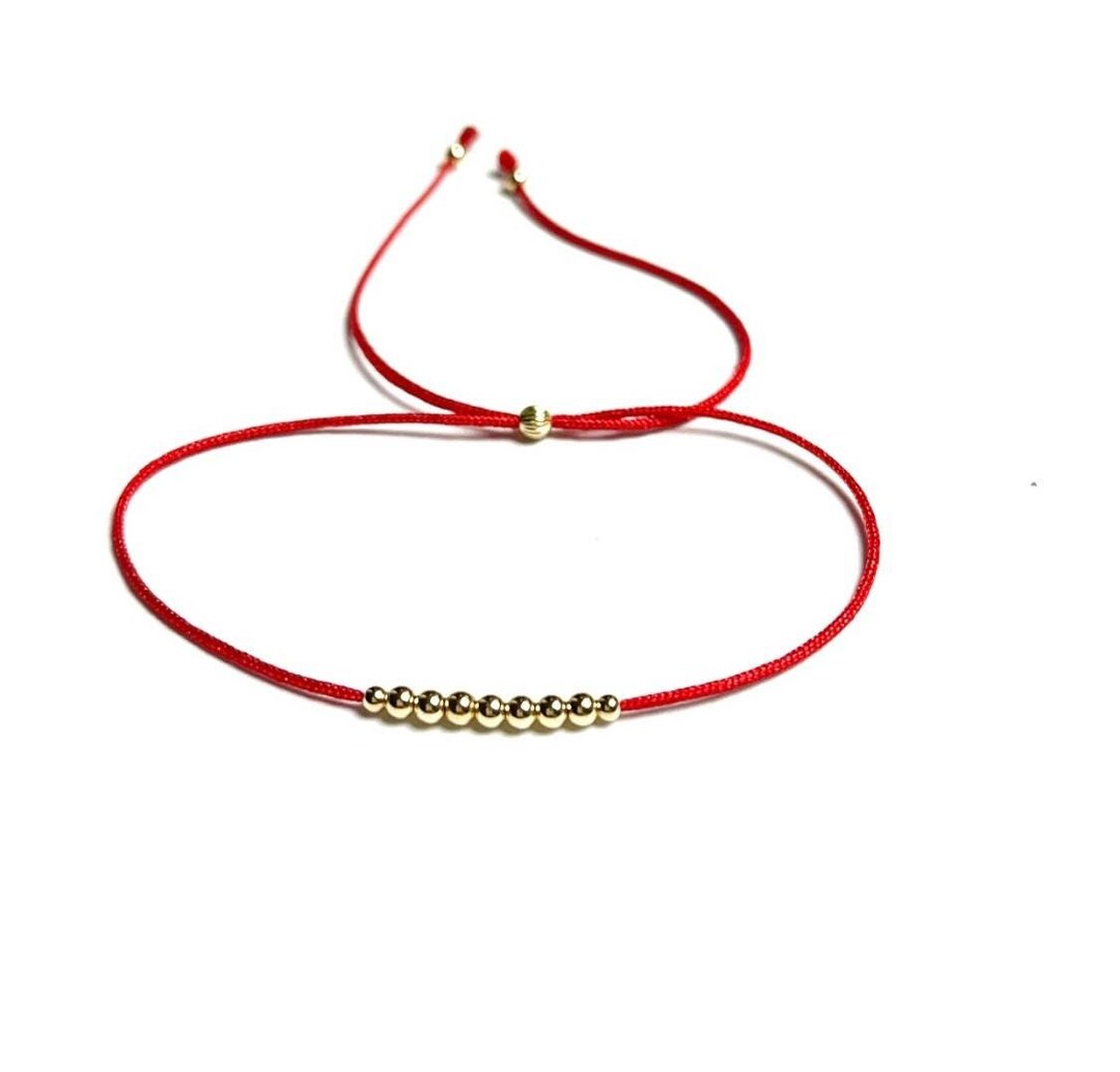 14k Yellow Gold Beads String Bracelet - Etsy