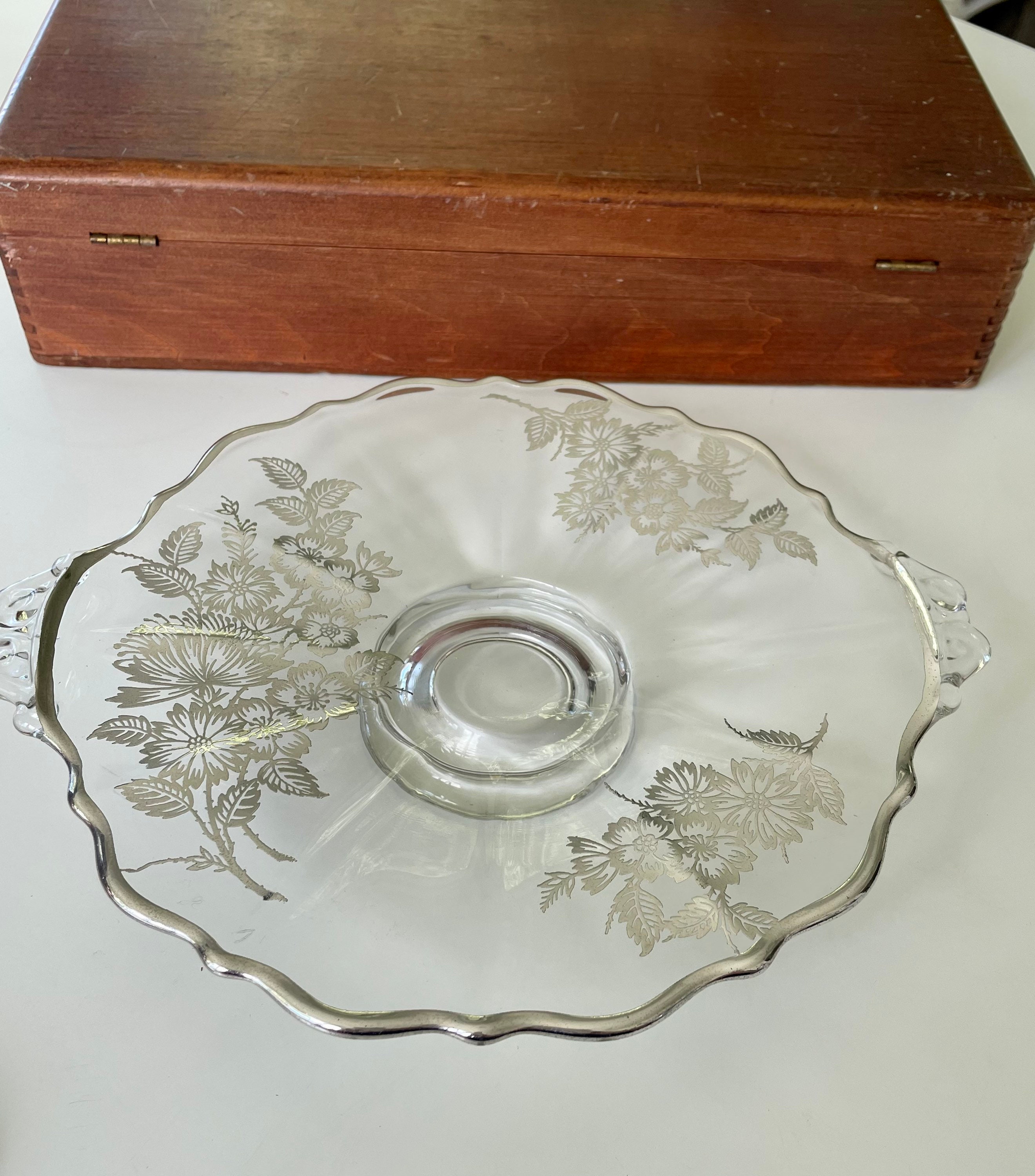 Silver City Glass Co.pedestal Serving Plate With Handles in - Etsy