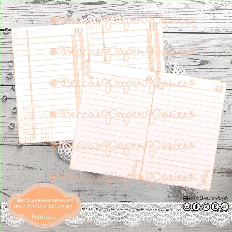 Peach Junk Journal Printable Line Graph Dots and Ledger - Etsy