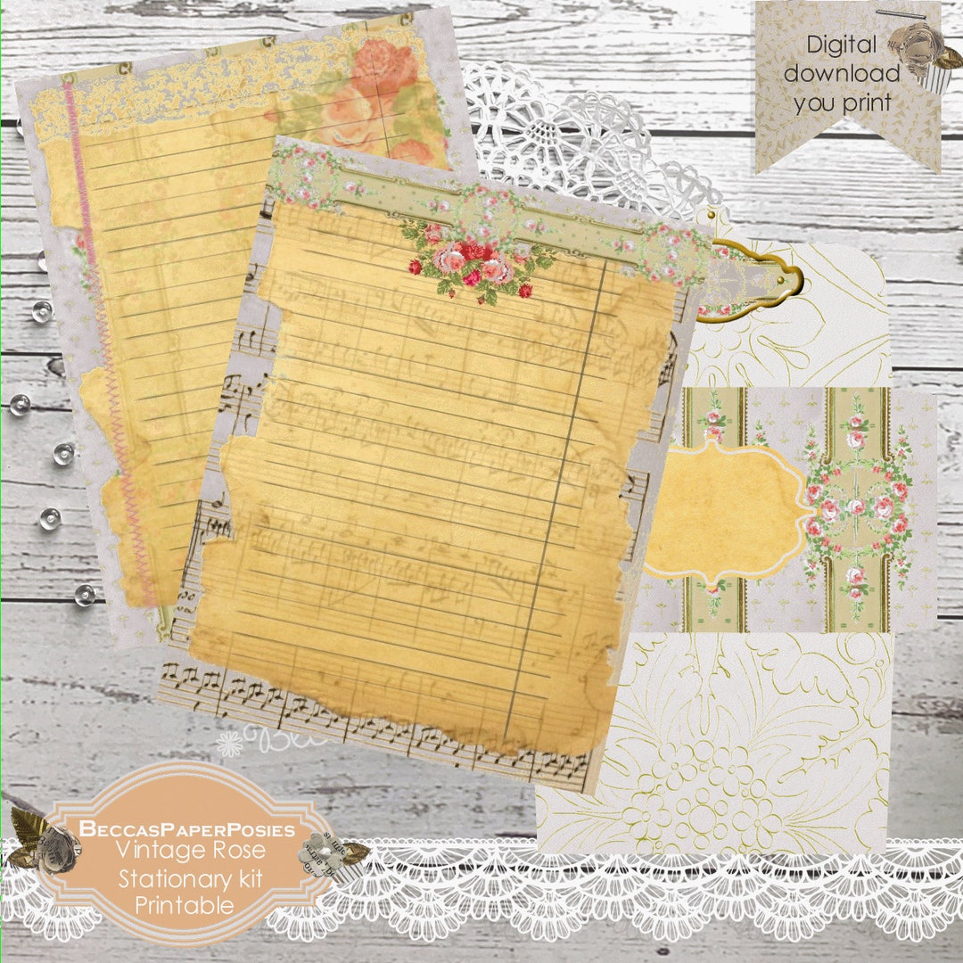 Vintage Rose Stationary Set - Etsy