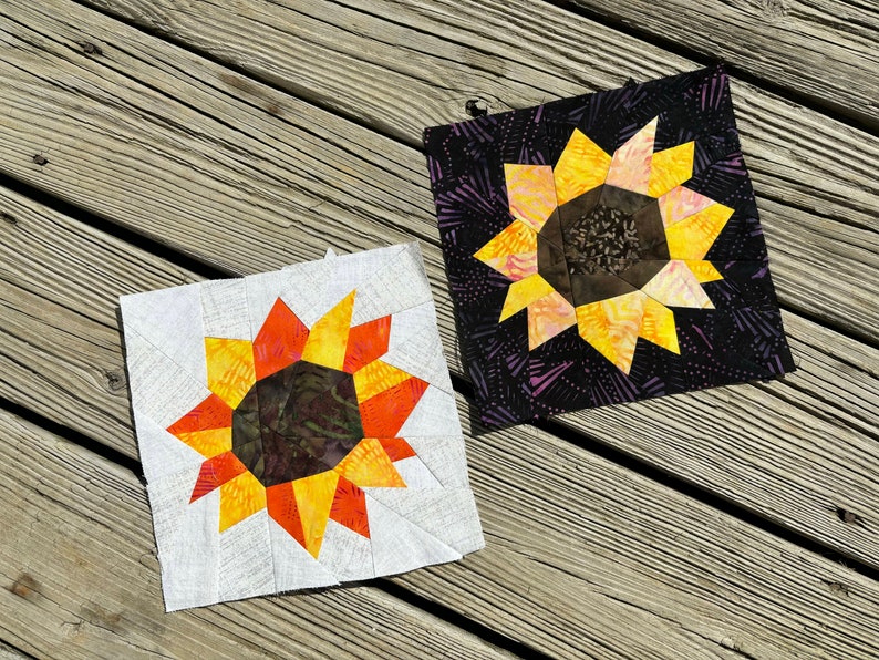 Sunflower Quilt Block Pattern With Option, Wildflower Series, PDF ...