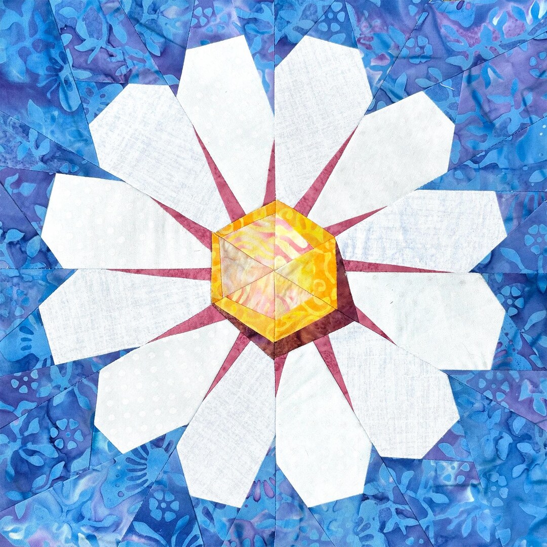 Daisy Quilt Block Pattern, Wildflower Series, PDF Download, Foundation ...