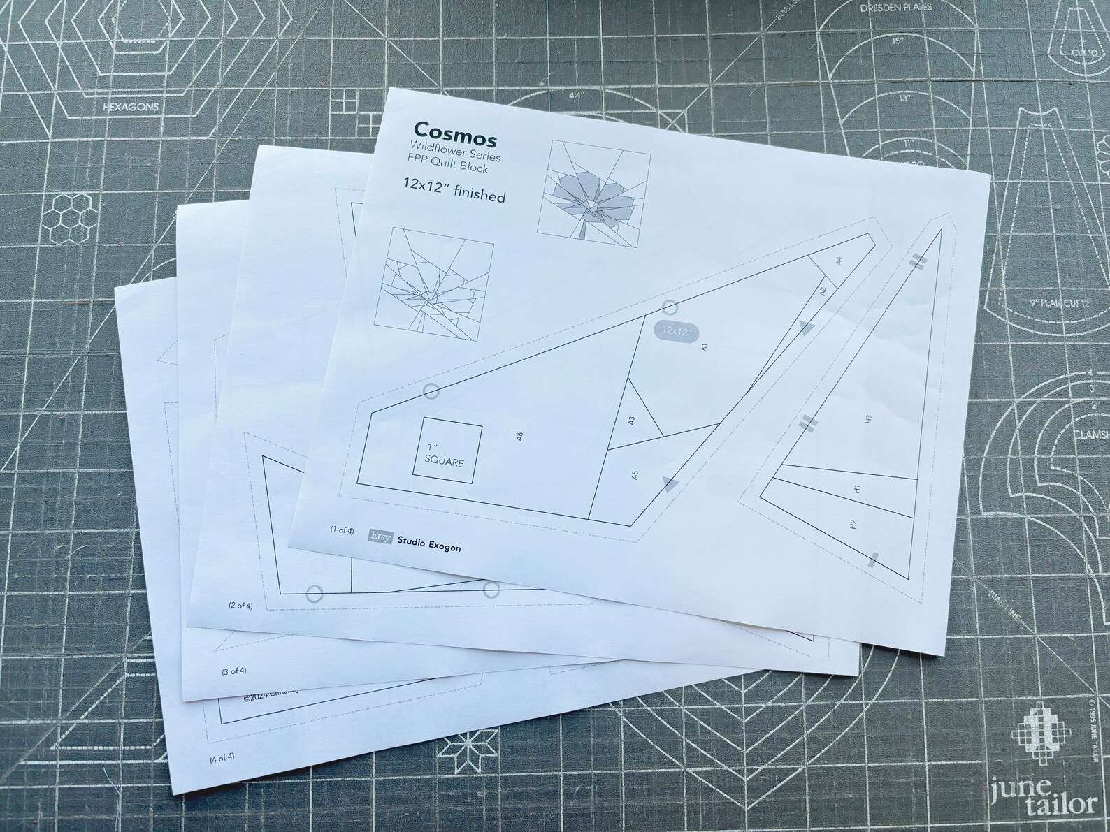 Cosmos Quilt Block Pattern, Wildflower Series, PDF Download, Foundation ...