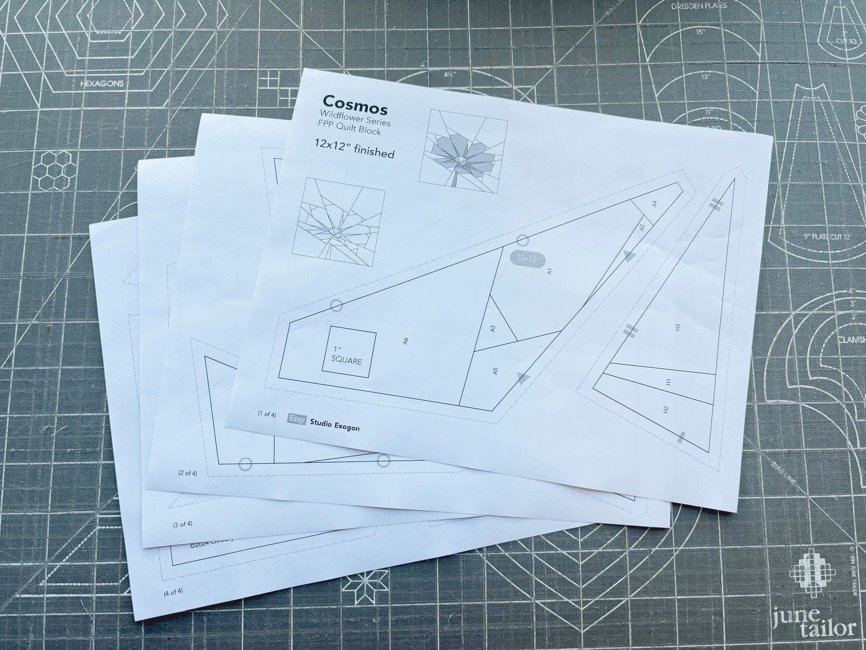 Cosmos Quilt Block Pattern, Wildflower Series, PDF Download, Foundation ...