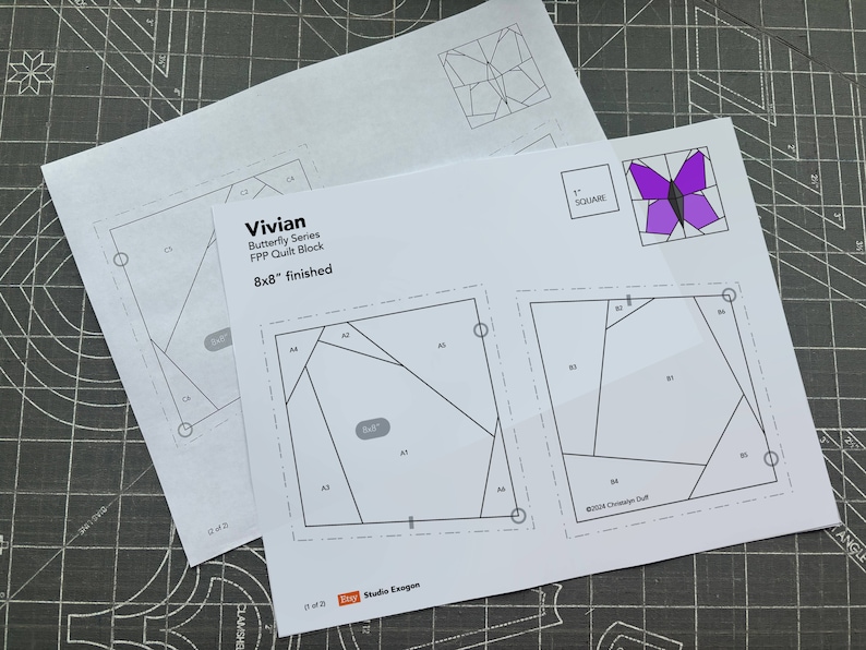 Butterfly Quilt Block Pattern: Vivian, 8x8 & 12x12 (PDF Download) - Etsy
