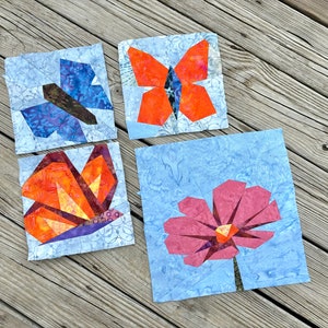 Cosmos Quilt Block Pattern, Wildflower Series, PDF Download, Foundation ...