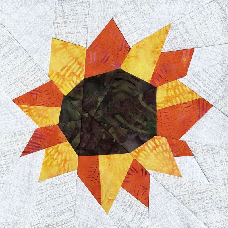 Sunflower Quilt Block Pattern With Option, Wildflower Series, PDF ...