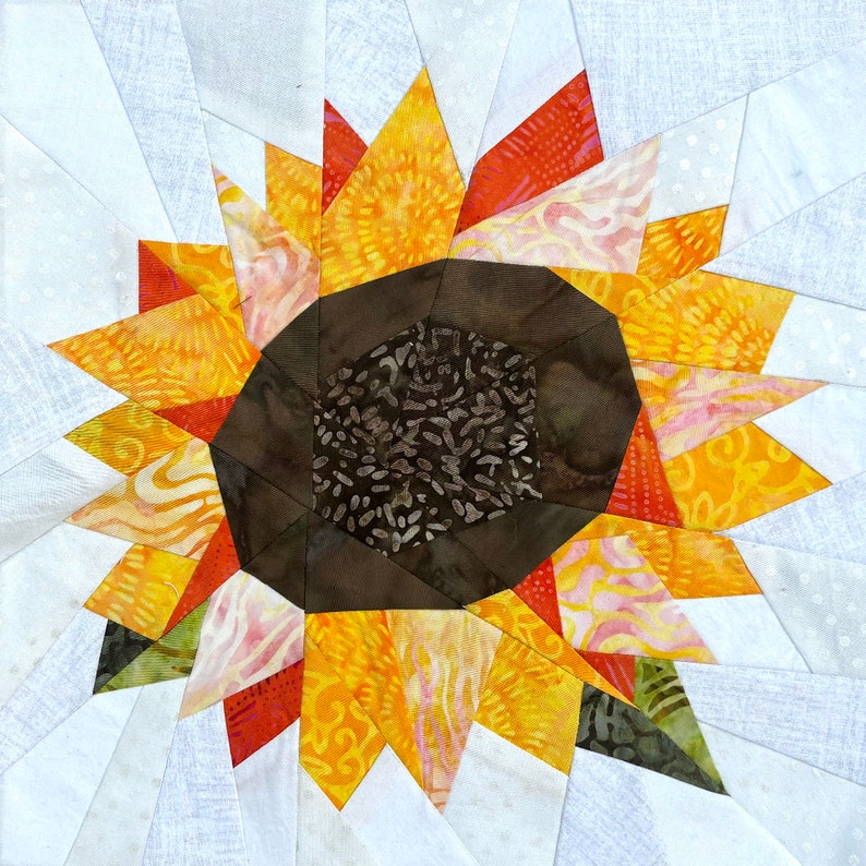 Sunflower Quilt Block Pattern, Wildflower Series, PDF Download ...