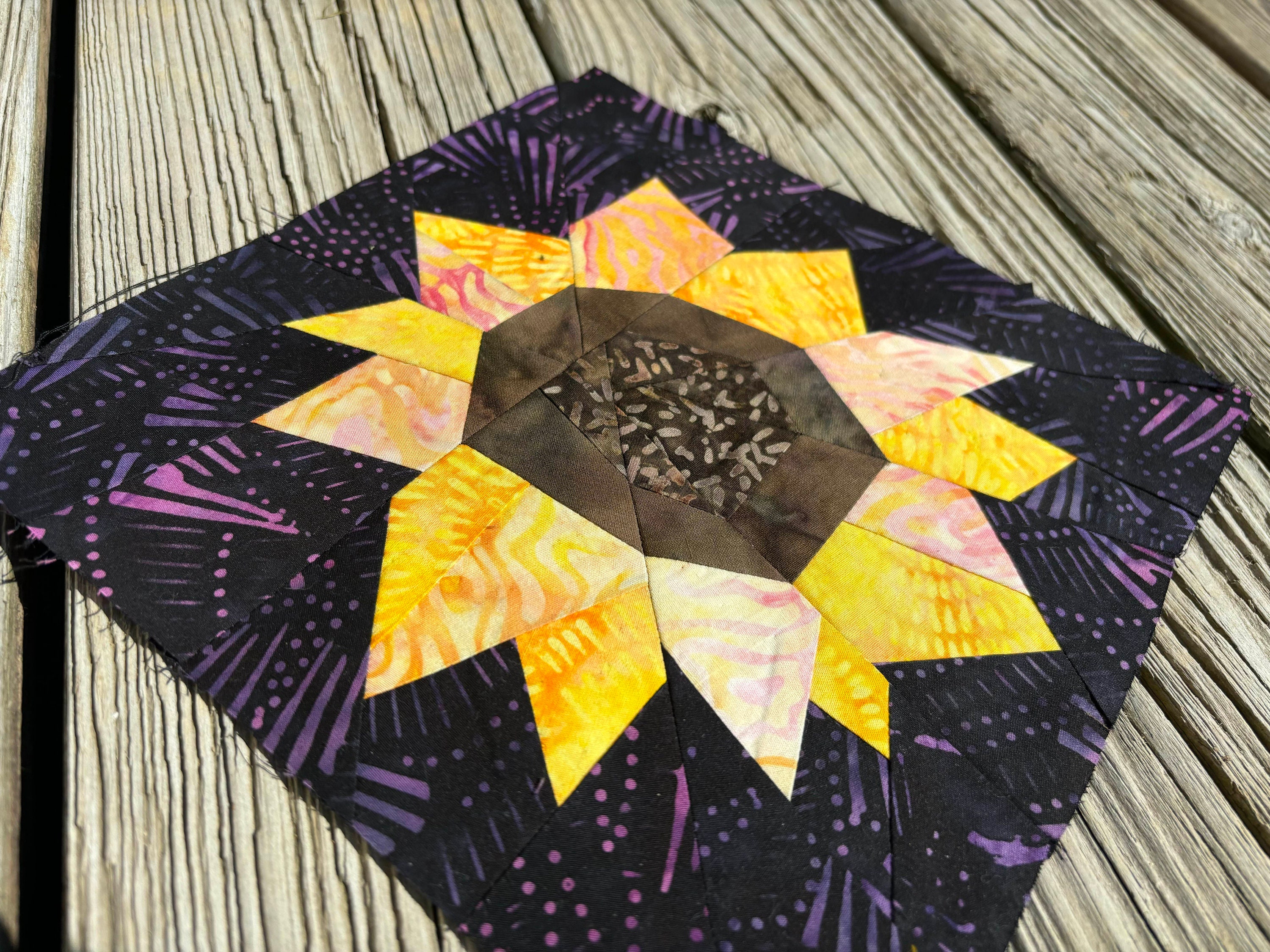 Sunflower Quilt Block Pattern With Option, Wildflower Series, PDF ...