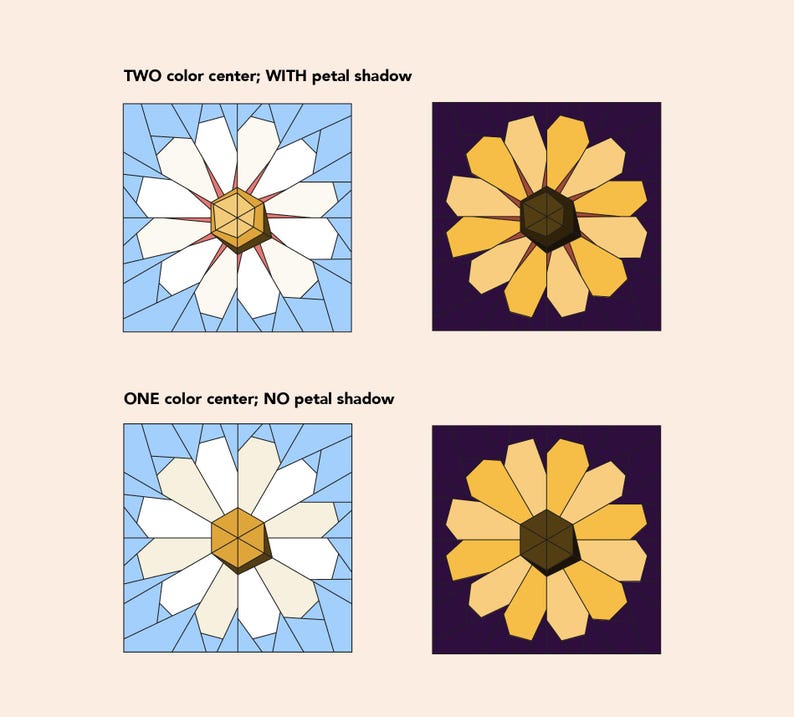 Daisy Quilt Block Pattern, Wildflower Series, PDF Download, Foundation ...