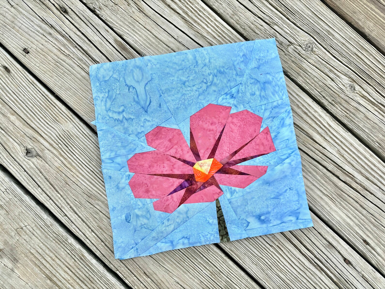 Cosmos Quilt Block Pattern, Wildflower Series, PDF Download, Foundation ...