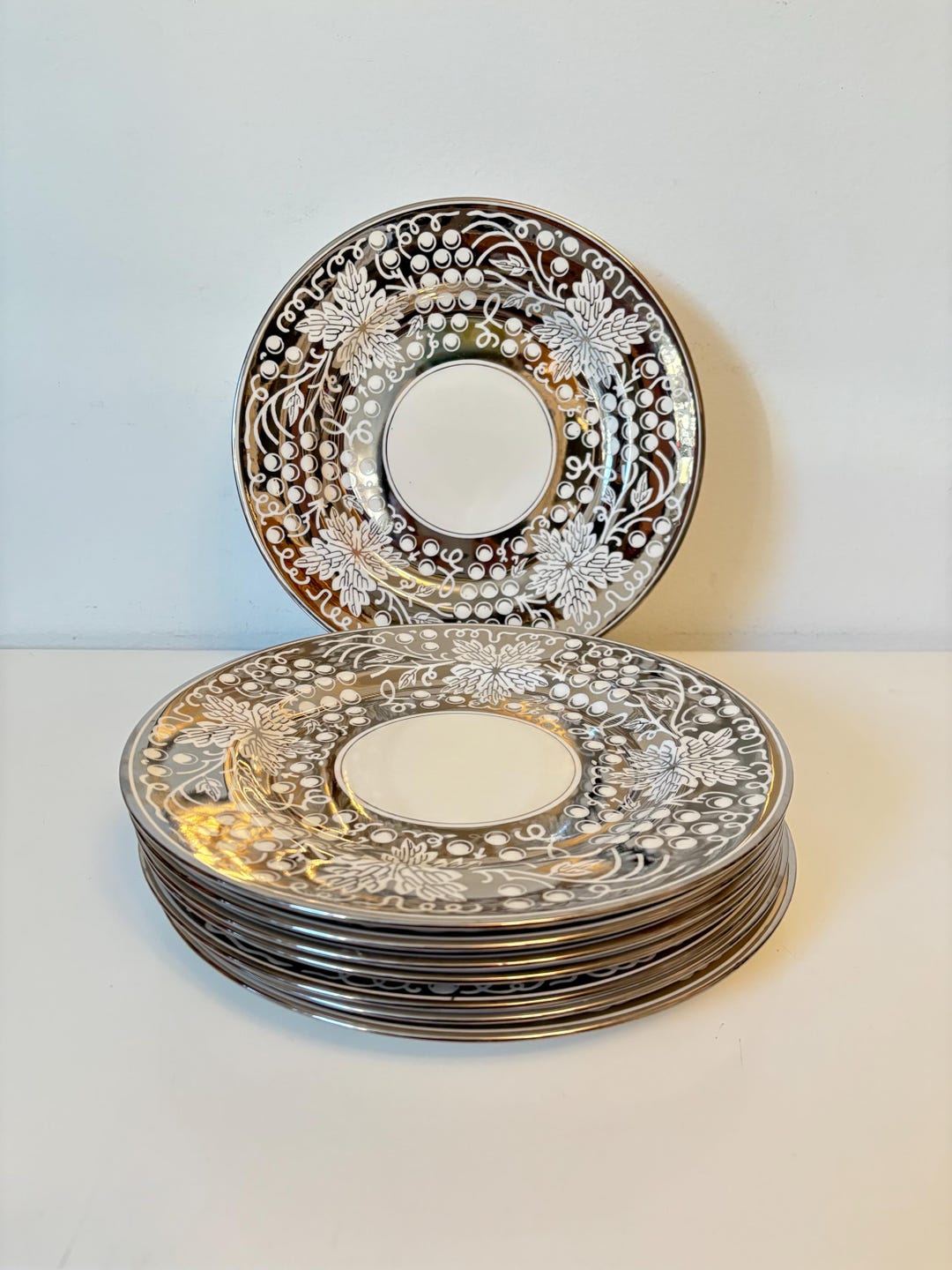 Vintage Johnson Brothers Pareek Silver Luster Mirror Plates - Etsy