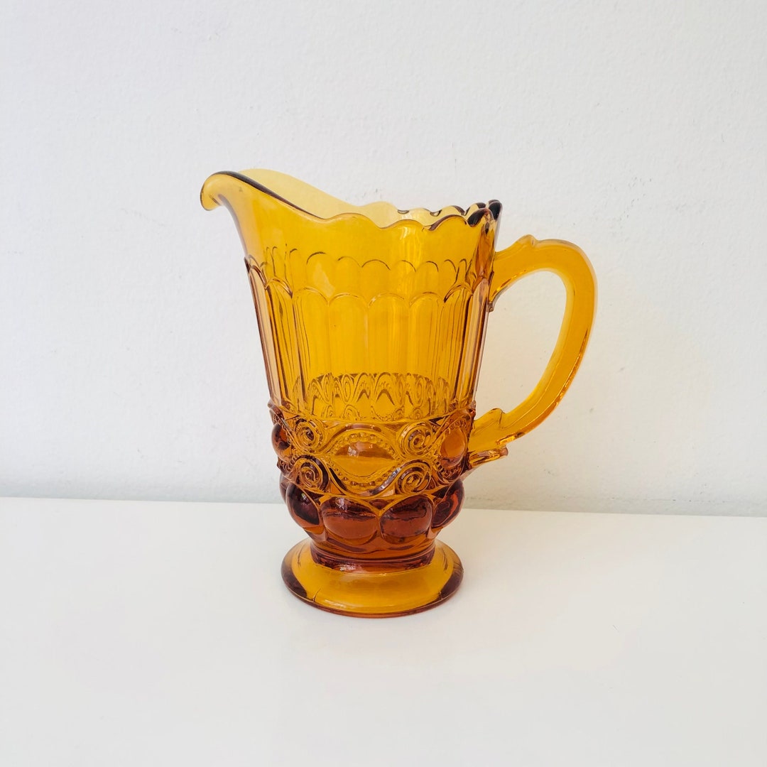 Vintage Mosser Pressed Glass Amber Pitcher in Eye Wink Pattern - Etsy