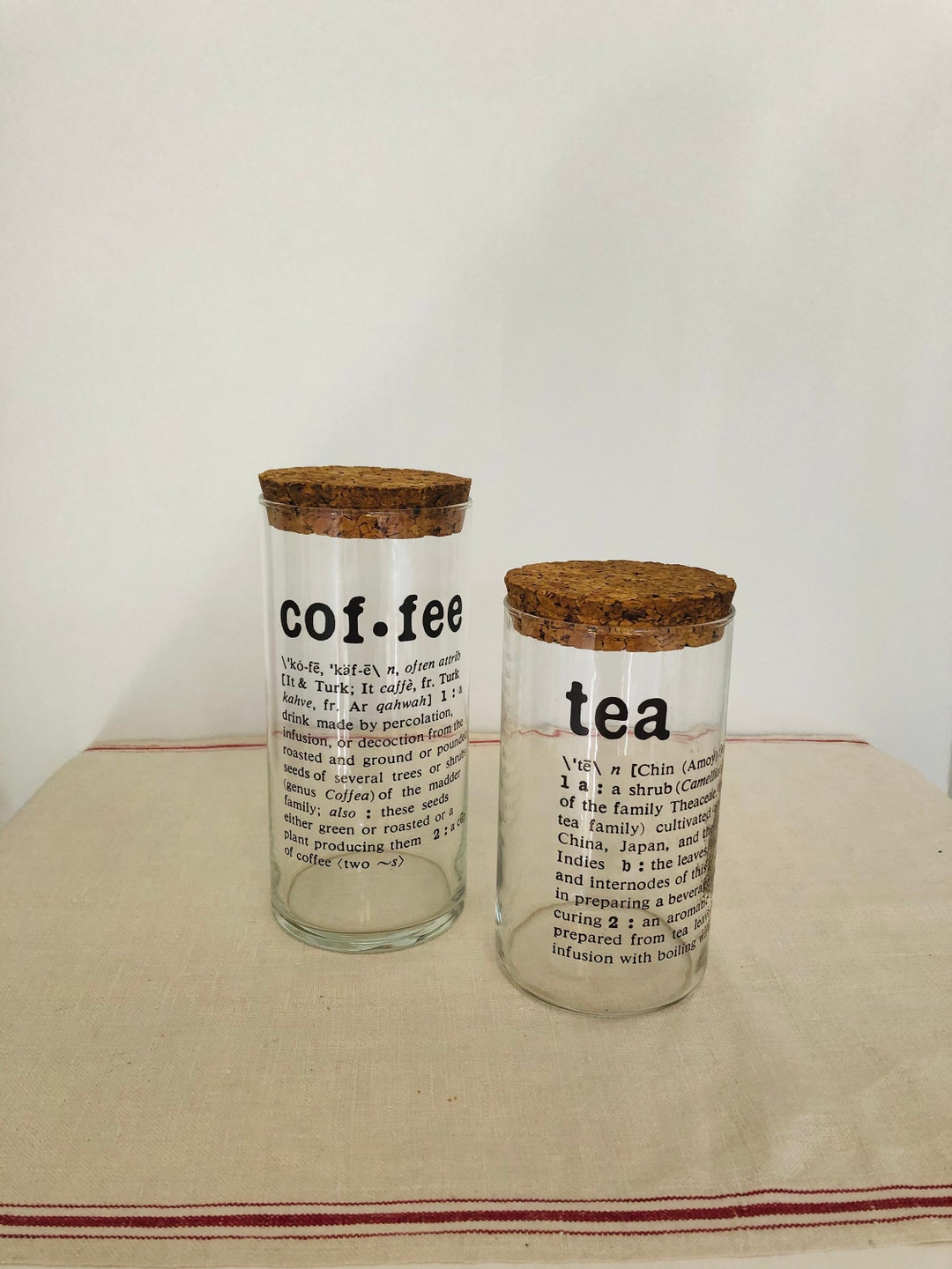 Pair of 1970's Coffee and Tea Glass Canisters With Cork Lids - Etsy