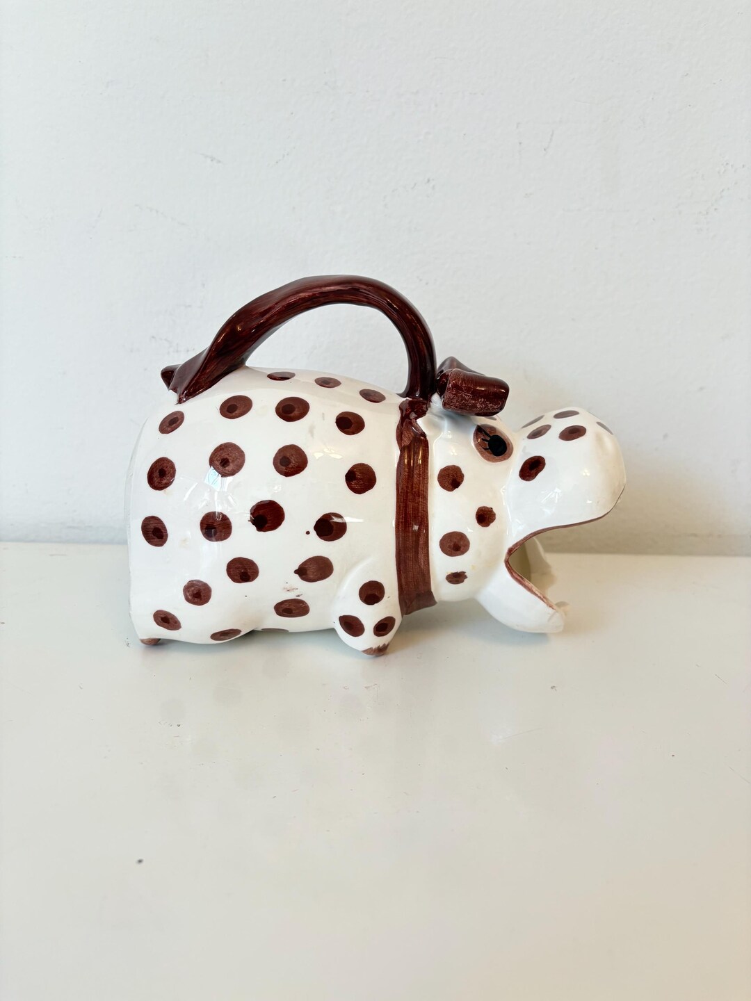 Vintage Mann Pottery Hippopotamus Creamer/ Pitcher Hand Painted With ...