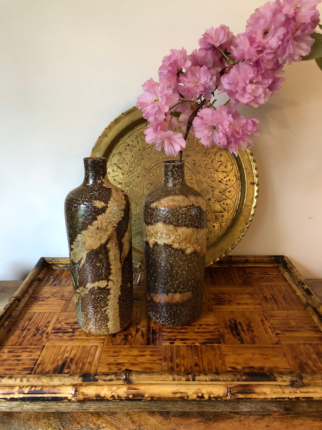 MCM Studio Pottery Bottle Shaped Vases Set of 2 - Etsy