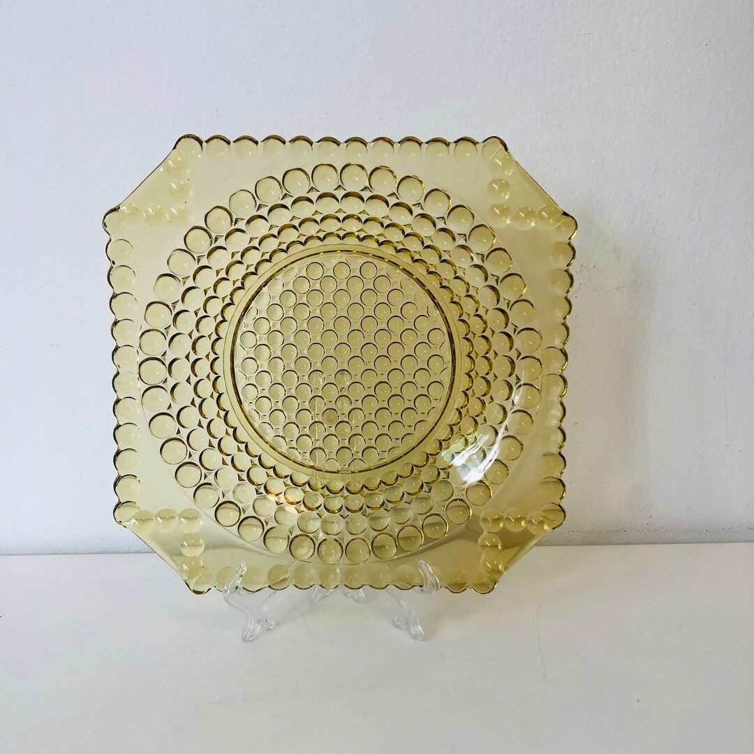 Antique Adams and Co. Pressed Glass Square Amber Glass Platter - Etsy