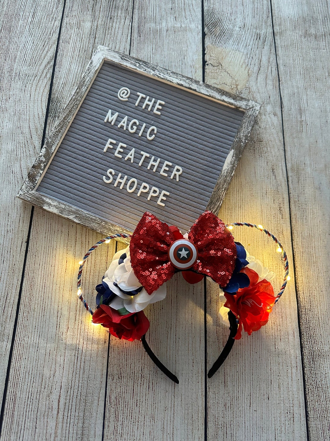 American Hero Ears | Independence Day Ears | Floral Mouse Ears | 4th of ...