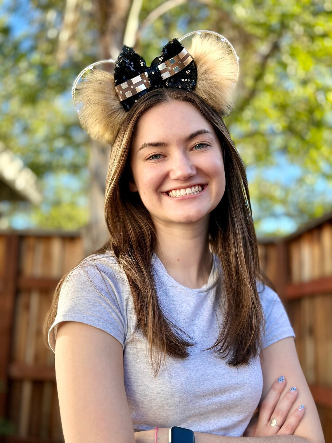 Brown Furry Mouse Ears Wire Ears Floral Ears Floral Crown Headband ...