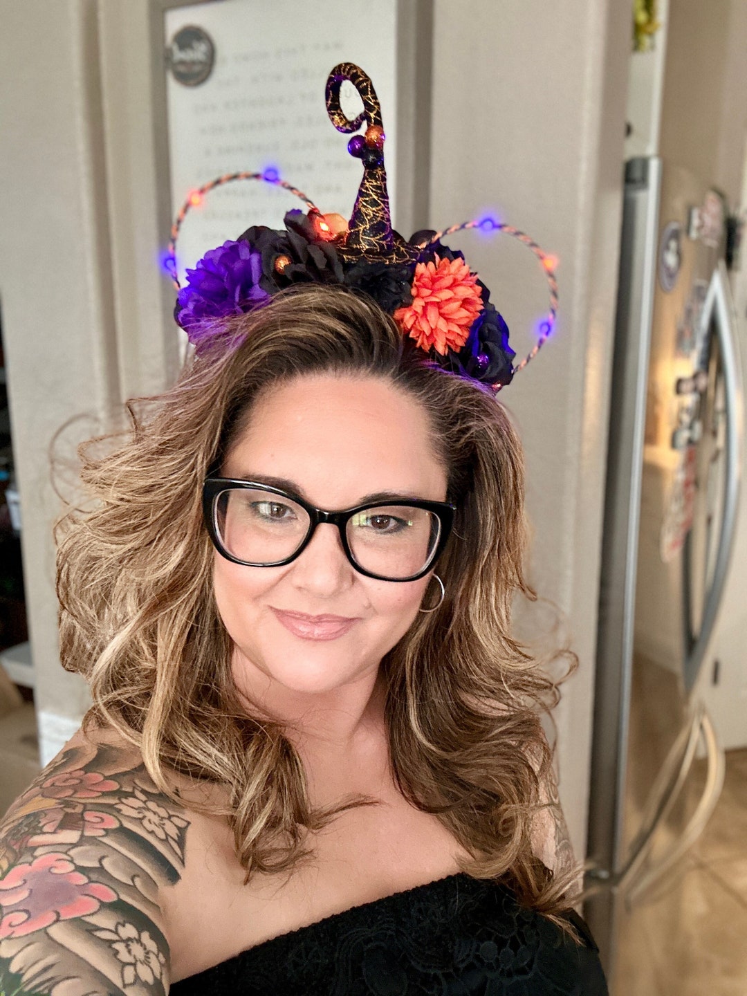 Halloween Witch Ears Wire Ears Floral Mouse Ears Villains Headband ...