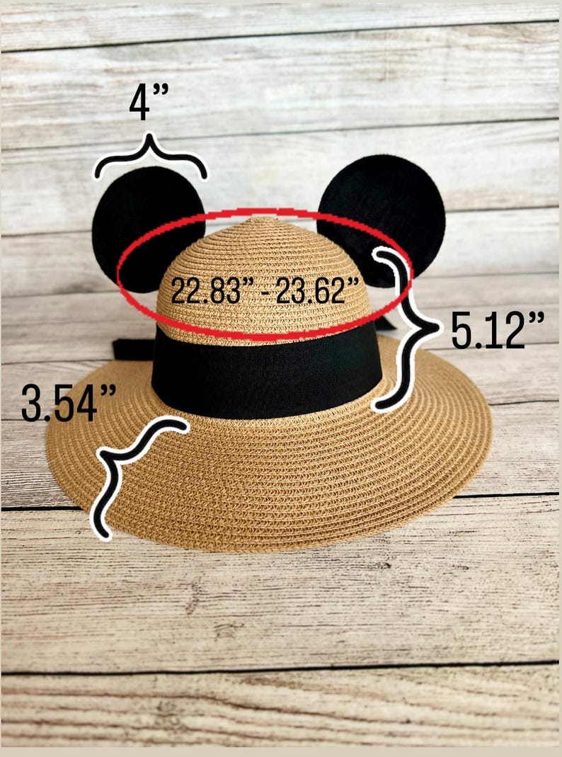 Magic Summer Khaki Mouse Hat | Black Velvet Ears | Straw Beach Hat ...