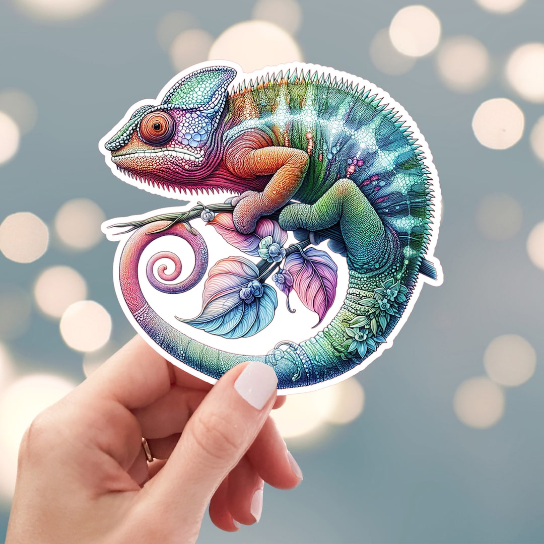 Chameleon Sticker, Rainbow Lizard Sticker, Pet Lizard Sticker ...