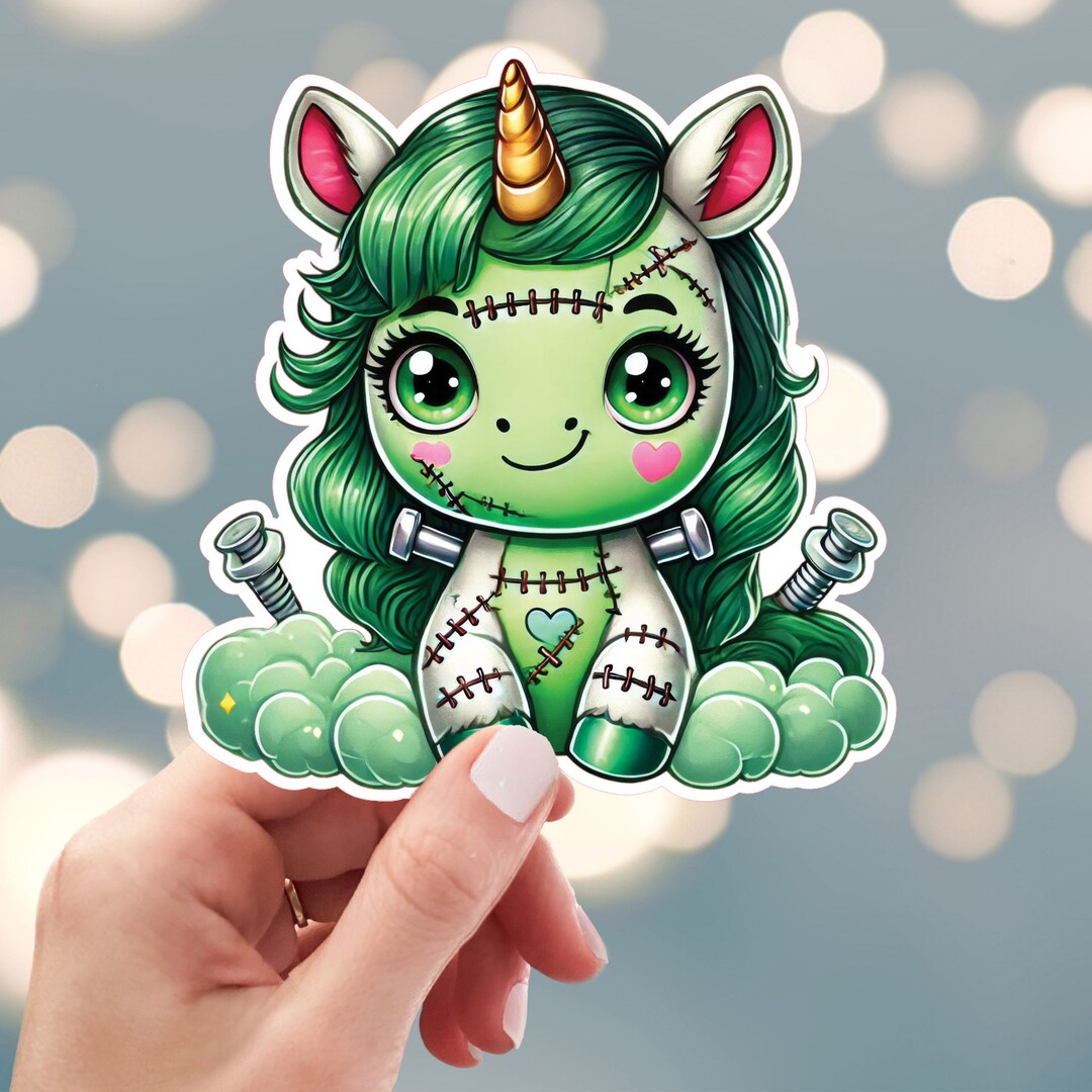 Zombie Unicorn Sticker, Halloween Unicorn Sticker, Frankenstein Unicorn ...