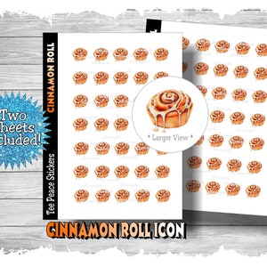Cinnamon Roll Icon Sticker Sheets, 2 Sheet Bundle, Breakfast Donut Icon ...
