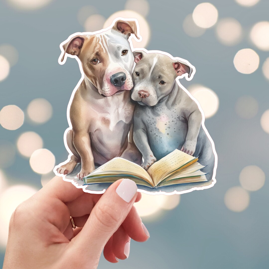 Reading Pitbulls Sticker, School Library Sticker, Pitbull Books Sticker ...