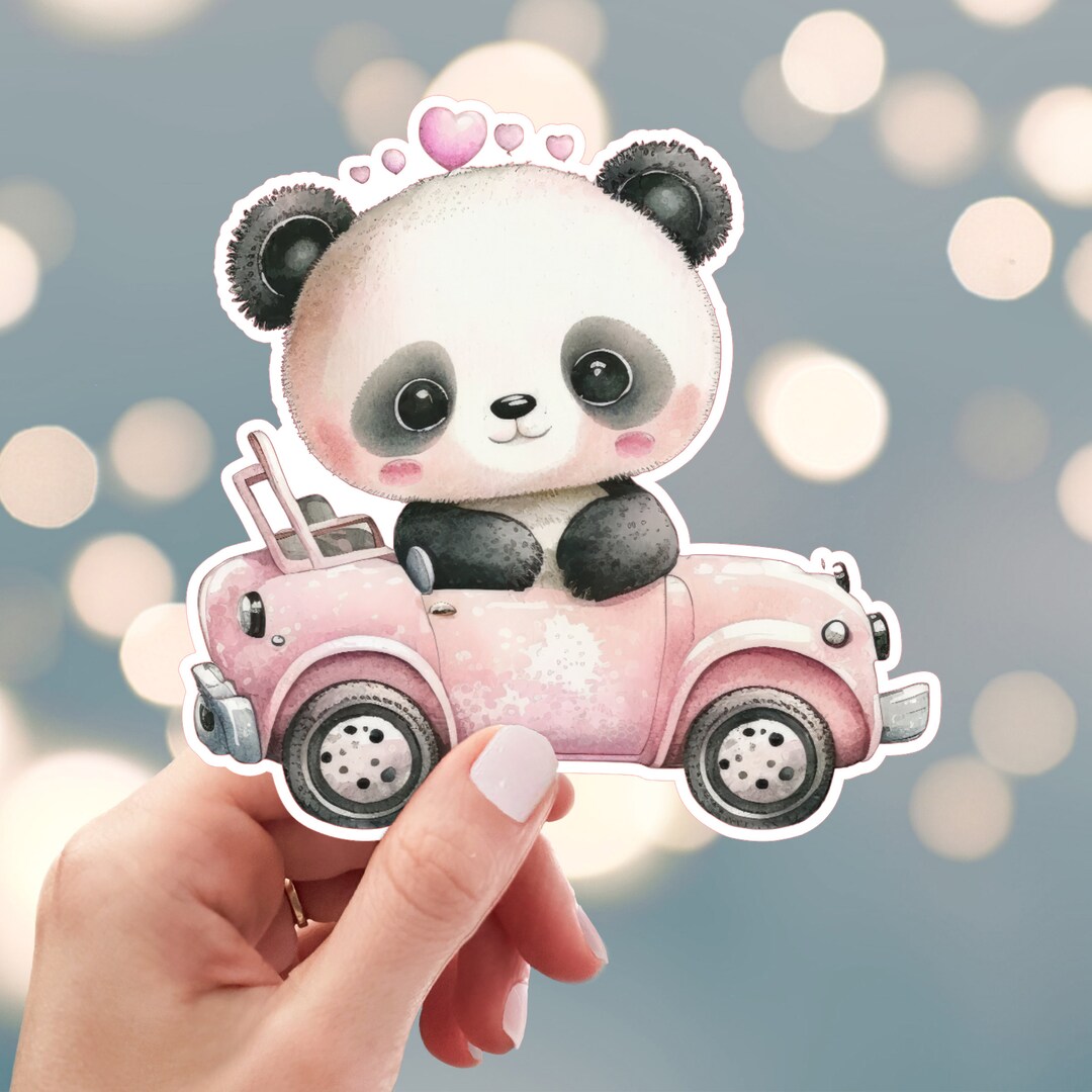 Panda Bear Sticker, Baby Panda Sticker, Pink Panda Car Sticker, Kawaii ...