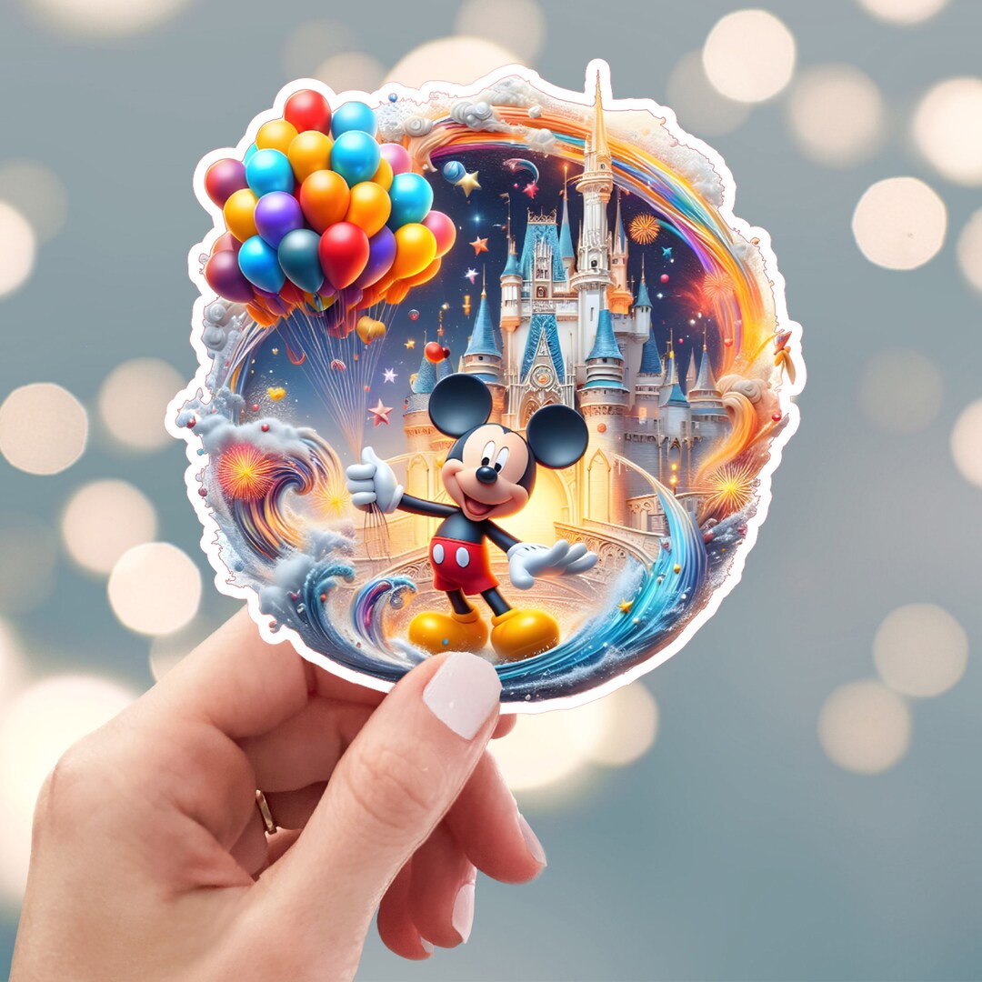 Mickey Mouse Sticker, Mickey Castle Balloons Sticker, Magical Vacation ...