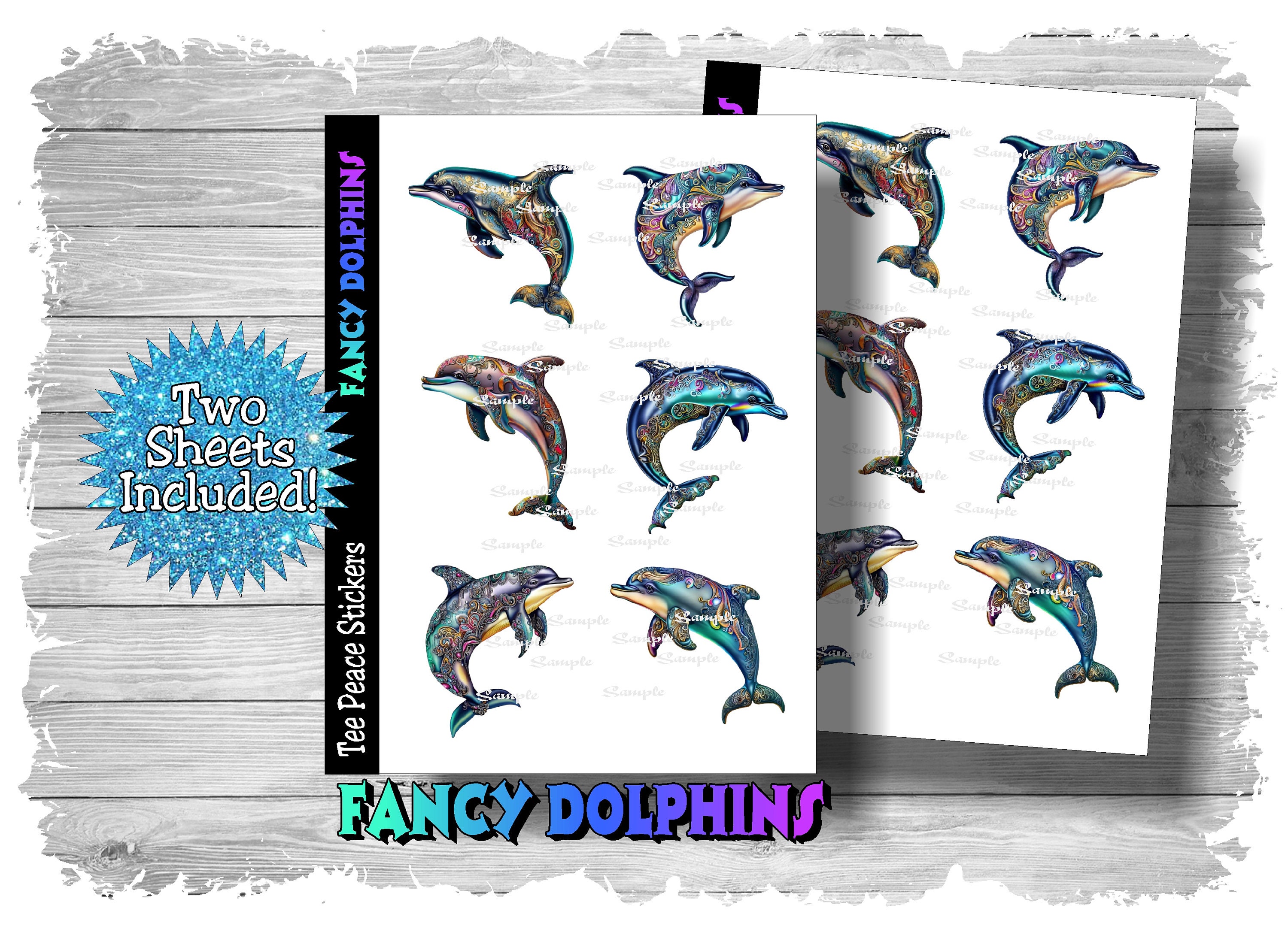 Dolphin Sticker Sheets, 2 Sheet Bundle, Fancy Dolphins Stickers ...